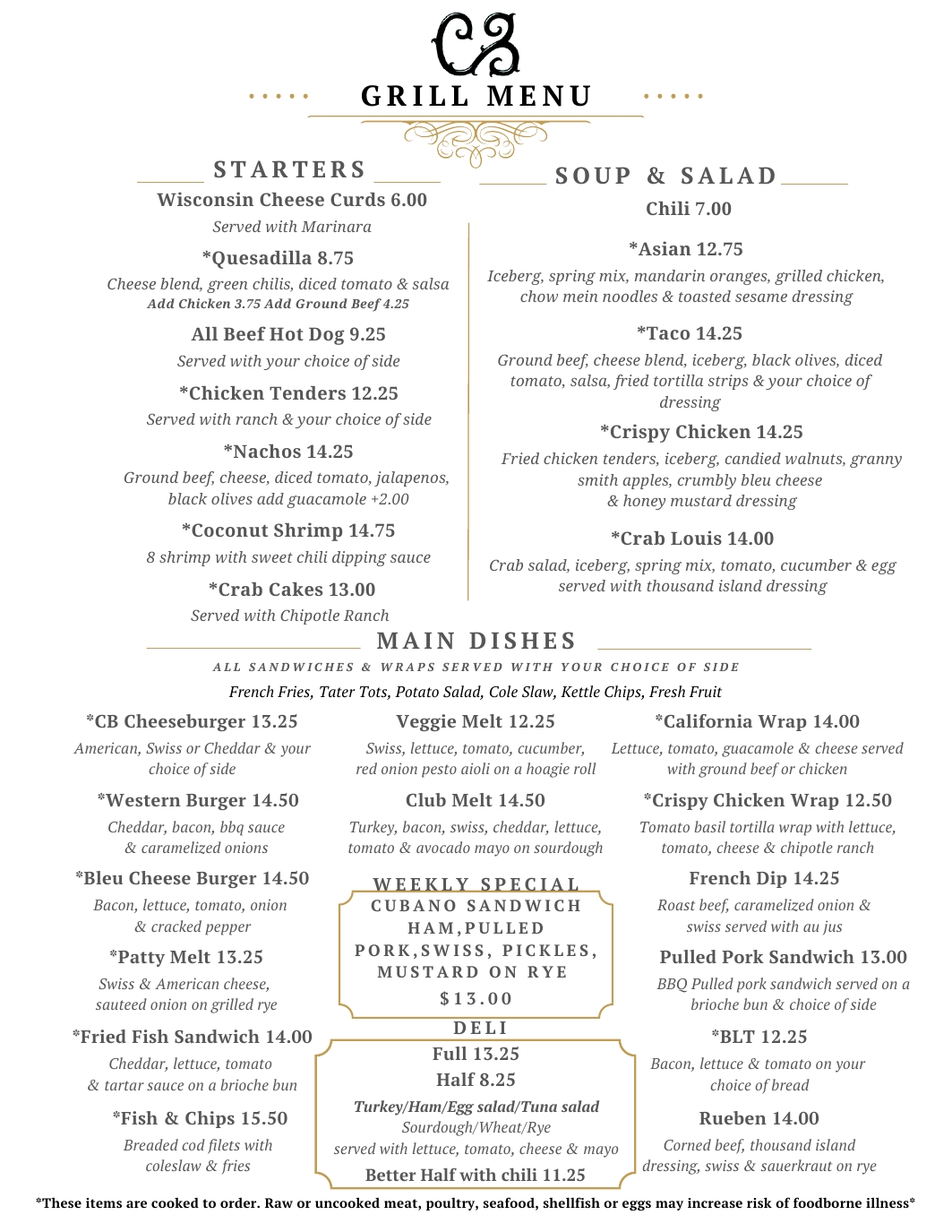 Menus - Corte Bella Golf Club